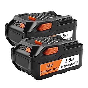 ARyee 2PACK 18-Volt 5.5Ah Lithium Ion Battery Replacement for RIDGID R840087 R840083 R840086 R840084 AC840085 AC840087P RIDGID 18V Drill (2)