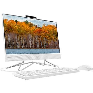 HP All-in-One Desktop, 21.5" FHD Display, AMD Athlon Silver 3050U Processor, 32GB DDR4 RAM, 2TB PCIe M.2 SSD, Webcam, HDMI, RJ-45, Wi-Fi 5, Windows 11 Home, White