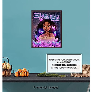 African American Girls Wall Art - Black Art - Little Girls Bedroom Decor - Teen Room - Inspirational Positive Quotes Wall Decor - Motivational Poster - Uplifting Encouragement Daughter Gifts for Women