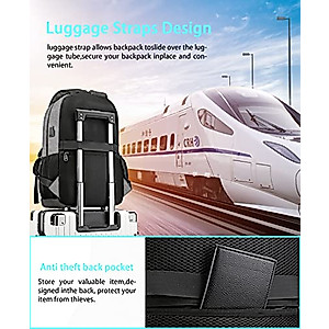 Laptop backpack For School College Student Travel Business Hiking Fit With Usb Charging Port Water Resistant 15.6 Inch (Light Grey)