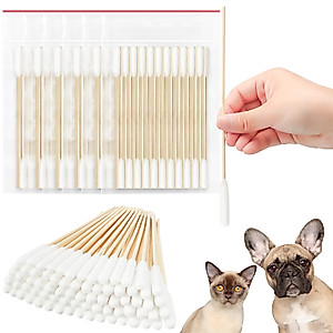 Sweetude 500 Pcs 6 Inch Dog Ear Cotton Swabs Long Cotton Swabs Pet Cotton Swabs Pets Ear Cleaner Swabs with Long Bamboo Handle for Dogs Cats Ear Cleaning Supply for Puppies and Pets