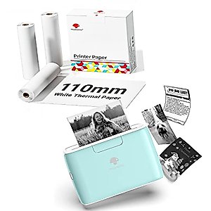 Phomemo M04S Wireless Portable Printer- Thermal Printer Sticker Printer with White Non-Adhesive Thermal Paper 110mm for Phomemo M04S/M04AS Portable Printer, Black on White, 110mm x 6.5m, 3 Rolls