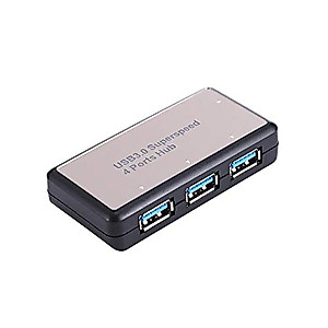 Lysee Data Cables - 3.5cm USB 3.0 Multi 4 Ports 5Gbps High Speed USB3.0 Splitter Hub Adapter with DC 5V Power Port for PC Computer Accessories - (Color: Black)