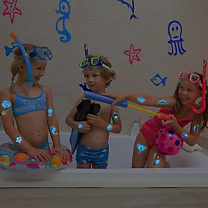 Partywind Luminous Blue Under Sea Temporary Tattoos for Kids, 170 Styles Glow Ocean Beach Pool Birthday Party Decorations Supplies Favors, Fake Tattoo Stickers for Kids Gifts (12 Sheets)