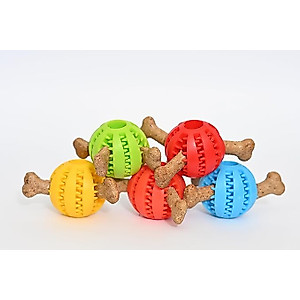 We Rocks Dog Toy Ball,Nontoxic Bite Resistant Teething Toys Balls for Small Dog and Puppy Cat, Dog Pet Food Treat Feeder Chew Tooth Cleaning Ball Exercise Game Dog Ball (Yellow)