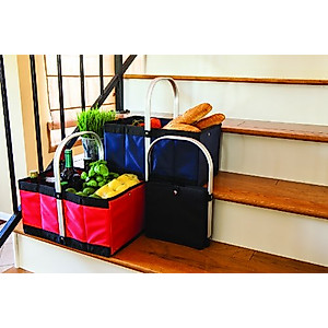 ONIVA - a Picnic Time brand Urban Basket Collapsible Tote, Utility Tote Bag, Folding Reusable Grocery Bag with Handle, (Black)