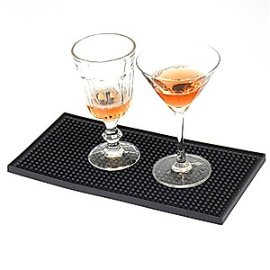 Yisharry li Bar Mat 6" x 12" Kitchen Square Rubber Service Spill Mat PVC Black KTV Bar Drying Dish Mats
