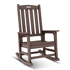 EFURDEN Rocking Chair, All Weather and Waterproof Rocking Chair for Outdoor and Indoor, Oversize Design, Brown