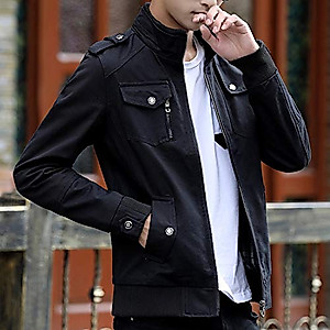 Womleys Mens Casual Windbreaker Outerwear Cotton Coat Lightweight Jackets (Medium, Black)