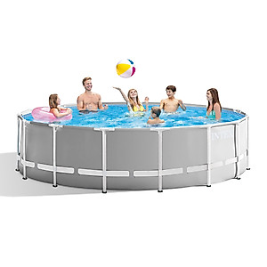 Intex 26725EH Prism Frame Premium Above Ground Swimming Pool Set: 15ft x 48in – Includes 1000 GPH Cartridge Filter Pump – Removable Ladder – Pool Cover – Ground Cloth