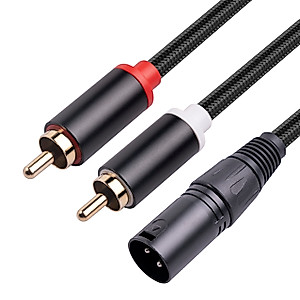 Dual RCA to XLR Male Y Splitter Patch Cable, Unbalanced 2 RCA/Phono Plug to 1 XLR Splitter Duplicator Lead Y-Cable Adapter -6 Ft/2M