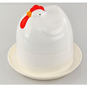 HOME-X Jumbo Hen-Shaped Microwave Egg Boiler with Lid, Cook 1 to 4 Eggs, Quick Hard Boiled Egg Maker, Breakfast Cooking Utensils