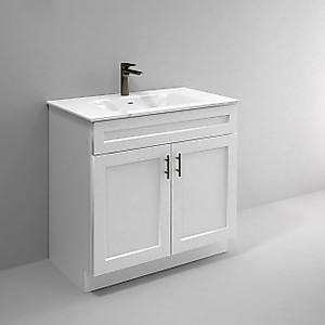 La Royal White Shaker Sink Base Bathroom Vanity Ready-to-Assemble Cabinet 36" Width