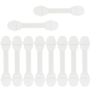 Child Safety Cabinet Locks, (10 Pack) Baby Proofing Cabinet Latches for Kitchen Closet, Drawers, Toilet Seat, Fridge, Oven 3M Adhesive, No Drilling Required, Easy Installation (White)