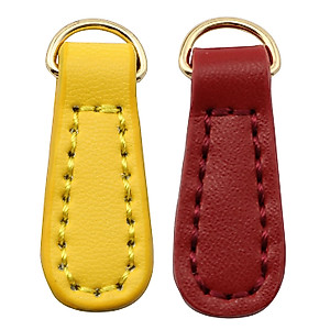 Batino 4PCS Leather Zipper Pull for Boot/Jacket/Bag/Purse Replacement (Red and Yellow)