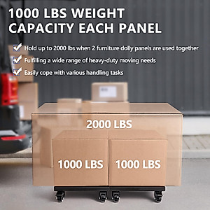 KEDSUM Furniture Dolly with 4 Wheels, 2000LBS, Capacity 32 in. x 25 in. Two Pack