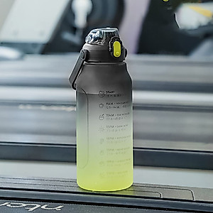 Water Bottles with Motivational Time Marker & Straw, 64oz Leakproof Water Jug Drink Bottles Gradient Color Water Containers Travel Sports Water Bottle for Gym Office and School