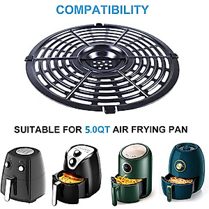 BeranWung 5QT Round Air Fryer Crisper Plate Tray for Ultrean 4.2QT/Gowise USA/PowerXL/Dash/Chefman Air Fryers, Upgraded Nonstick Air Fryer Grill Plate Pan Griller Rack Grate for 5 Quart Air Fryer