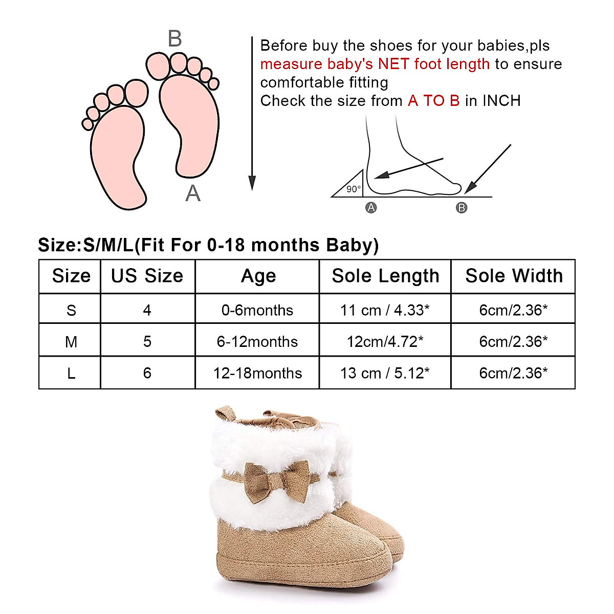 LIVEBOX Baby Boy Girl Boots Newborn Prewalker Toddler Shoes Premium Soft Anti-Slip Sole Warm Winter Boots for Infant (M: 6~12 Months, Khaki 1)