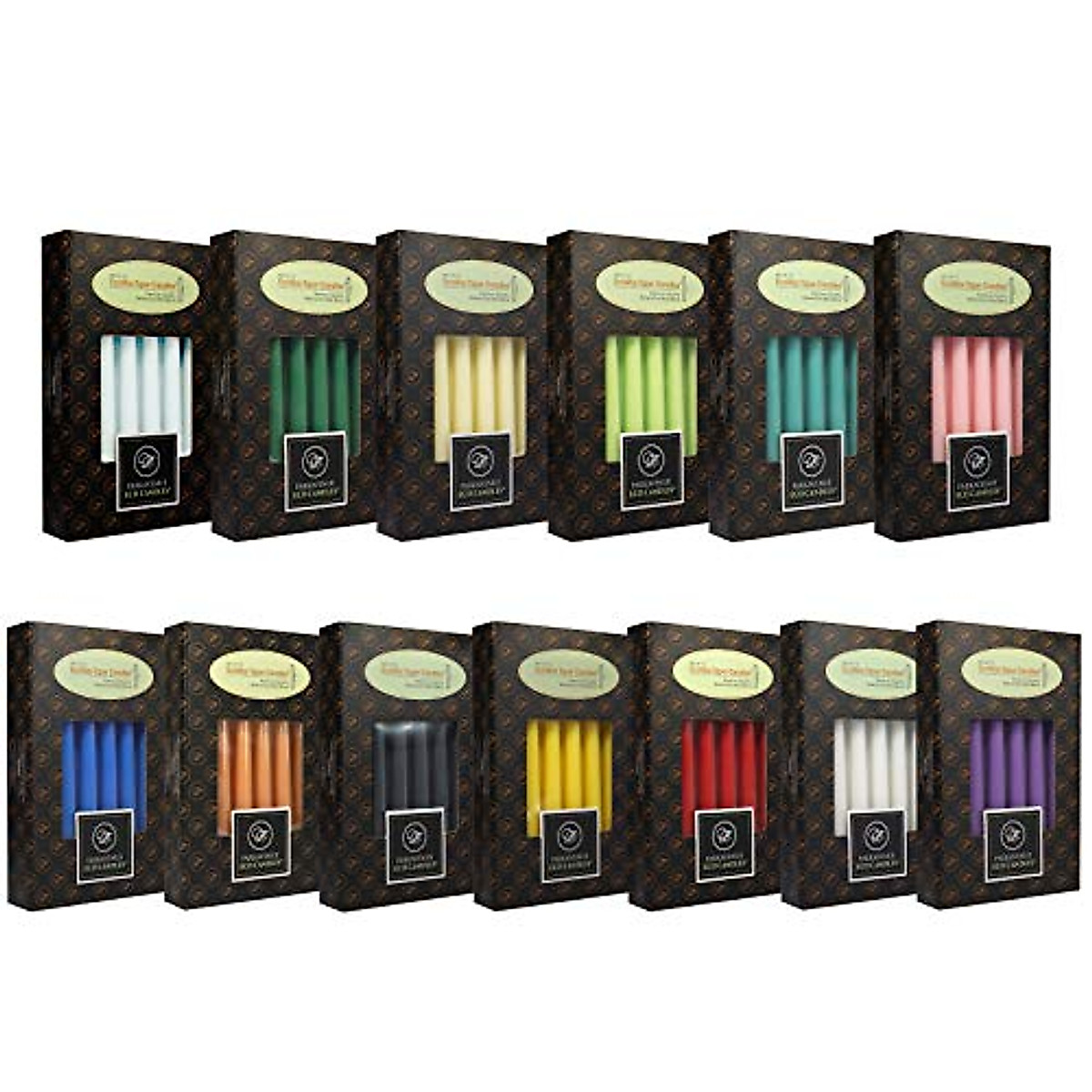 Organic CocoSoy Candles, Pack of 12 Purple Tapered Candles 10 inch Tall Coconut Soy Wax Tapers, Long Stem Dripless Smokeless Dinner Taper Candles for Home Decoration, Wedding, Parties, Ceremonies