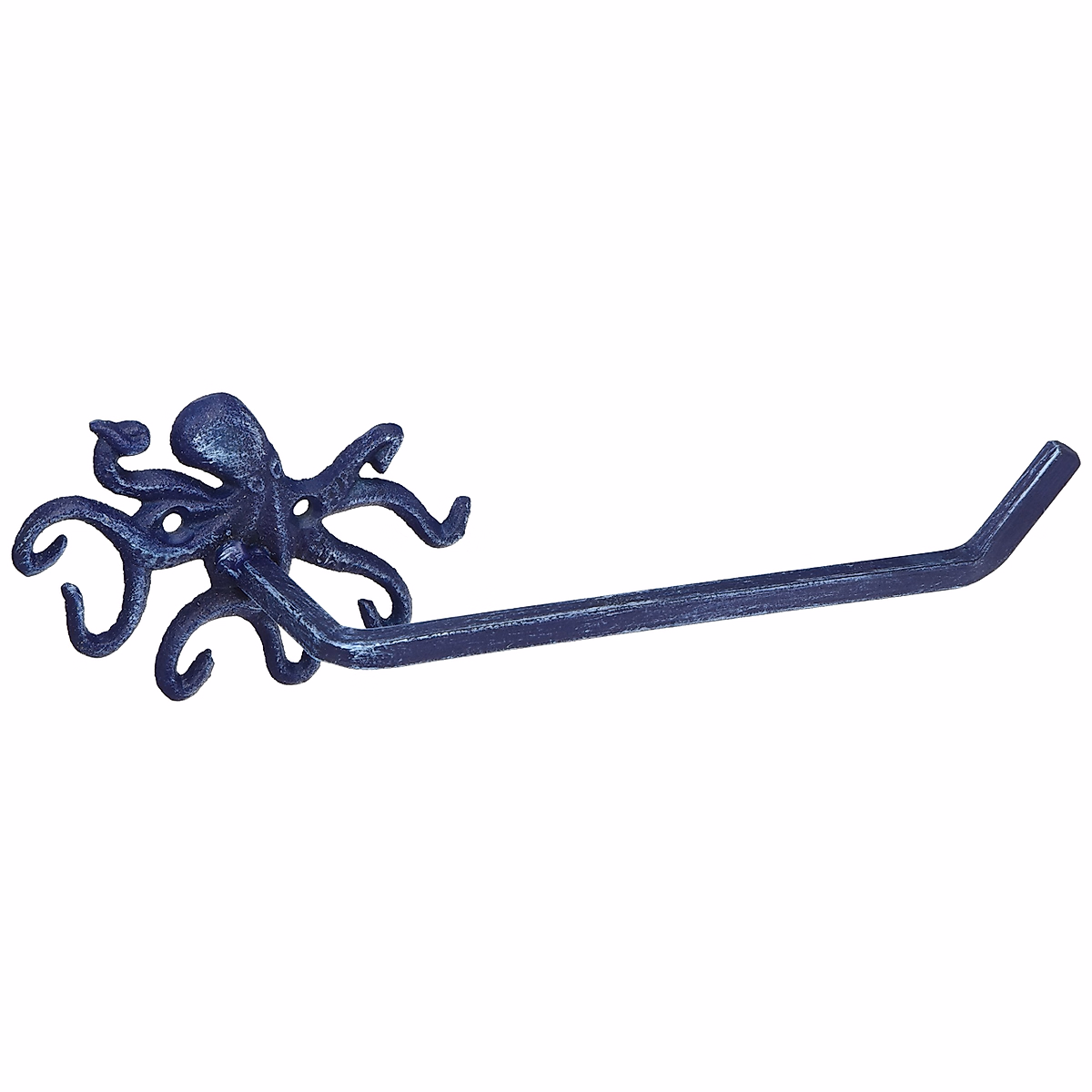 Hampton Nautical K-9205-solid-dark-blue Rustic Dark Blue Cast Iron Octopus Toilet Paper Holder 11" - Beach Bathroom Decor - Beach Decor - Cast Iron