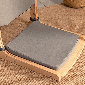 Tatami Chair Accent Furniture,Foldable Meditation Floor Chair, Living Room Chair Floor Seat, Portable Japanese Legless Chair,Lazy Sofa for Bay Window Meditation Reading (Wood Natural + Grey Cushions)