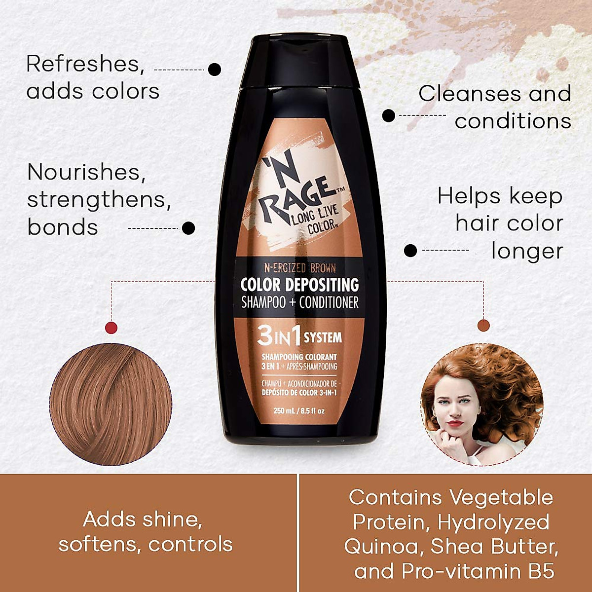 N Rage Color Depositing Shampoo + Conditioner 3 in 1 System (N-Ergized Brown)