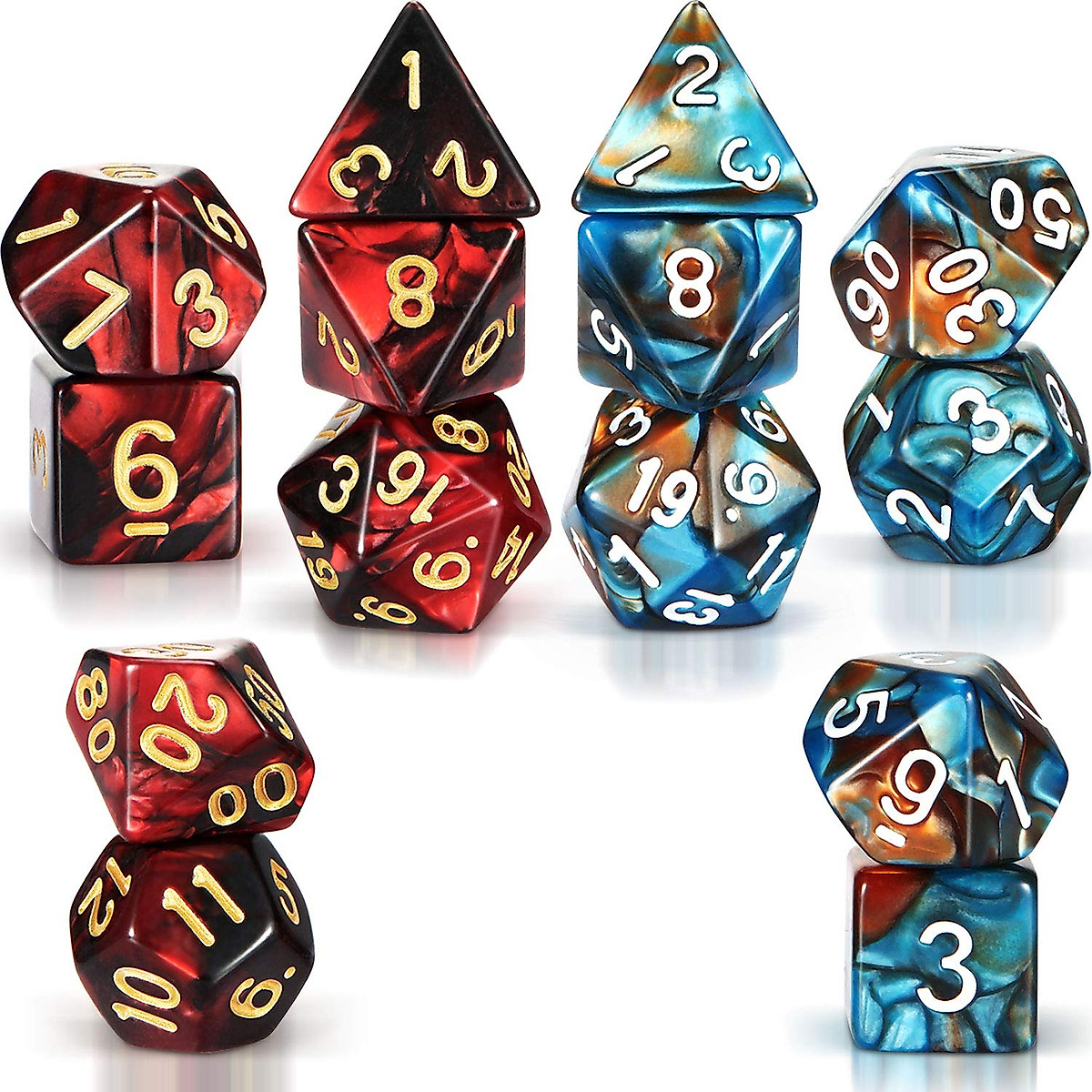 14 Pieces 7-die Dice Set Polyhedral Dice Compatible with Dungeons and Dragons with Black Pouch