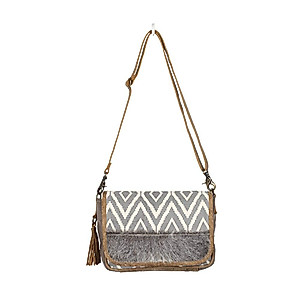 Myra Bag Utilitarian Upcycled Canvas & Cowhide Crossbody Bag S-1348