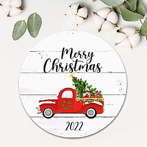 100 Pieces Merry Christmas Stickers 1.5 Inch,Merry Christmas 2022 Red Truck Label Stickers for Xmas Card Envelopes Seals Boxes Decorative Stickers for Christmas Holiday Party Supplies Gift