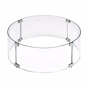 American Fireglass Tempered Glass Flame Guard for 25” Round Drop-in Fire Pit Pans | Outdoor Wind Guard with Aluminum Fire-Resistant Brackets & Non-Slip Feet | 29-inch x 8-inch