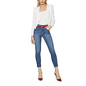 BCBGMAXAZRIA Women's Blazer with Front Button Closure and Long Sleeves, Off White, Small