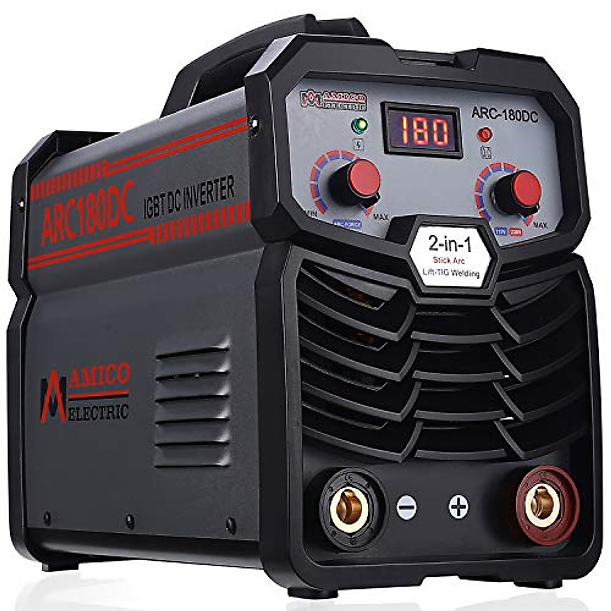 Amico ARC-180DC, 180 Amp Stick/Lift-TIG Welder, 100-250V Wide Voltage, 80% Duty Cycle, Compatible with all Electrodes