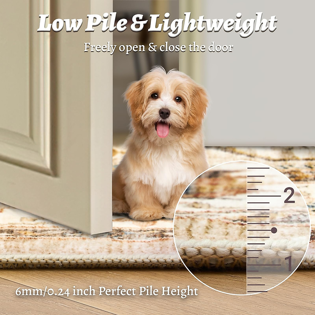 Roxstand Washable Rugs 8x10, Ultra-Thin Non-Slip 8x10 Area Rugs for Living Room, Soft Vintage Large Area Rug, Foldable Farmhouse Bedroom, Dining Room Rug (Light Brown/Beige, 8'x10')