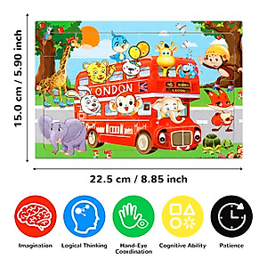 Puzzles for Kids Ages 4-8, 14 Pack Wooden Jigsaw Puzzles 30 Pieces Preschool Educational Learning Toys Set for Toddler Boys and Girls Stocking Stuffers