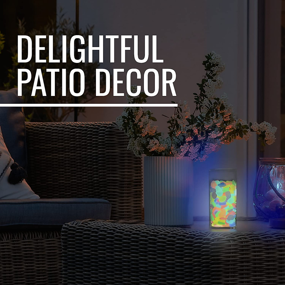 Graham Products 190 Pieces Glow in The Dark Rocks | Indoor & Outdoor Use - Garden, Fish Tank Pebbles, Planter, Walkway Decoration & More | for Kids Aged 6 & Up | Powered by Sunlight - Multi-Colored