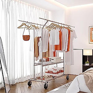 Raybee Clothing Rack Heavy Duty Clothes Rack Load 650Lbs Clothing Racks for Hanging Clothes Rolling Clothes Rack Metal Clothing Rack Heavy Duty Garment Rack Portable Clothes Rack with Wheels