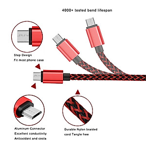 2 Pack PS4 Controller Charging Cable,Zwirelz Charging Cable for Xbox One Controller Nylon Braided Sync Cord Charger for Playstation 4 Dualshock 4 PS4 Slim/Pro, Android (Blue+Red)