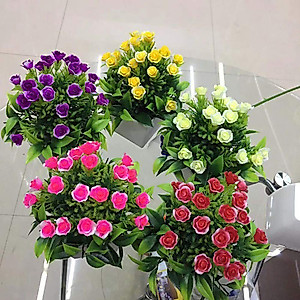 Bluelanss 1Pc Potted Artificial Flower Bonsai DIY Garden Wedding Home Office Party Decor Pink