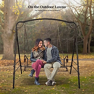 VINGLI Upgraded Metal Patio Porch Swing, 660 LBS Weight Capacity Steel Porch Swing Chair for Outdoors, Heavy Duty Swing Chair Bench for Gardens & Yards (Pattern 6)