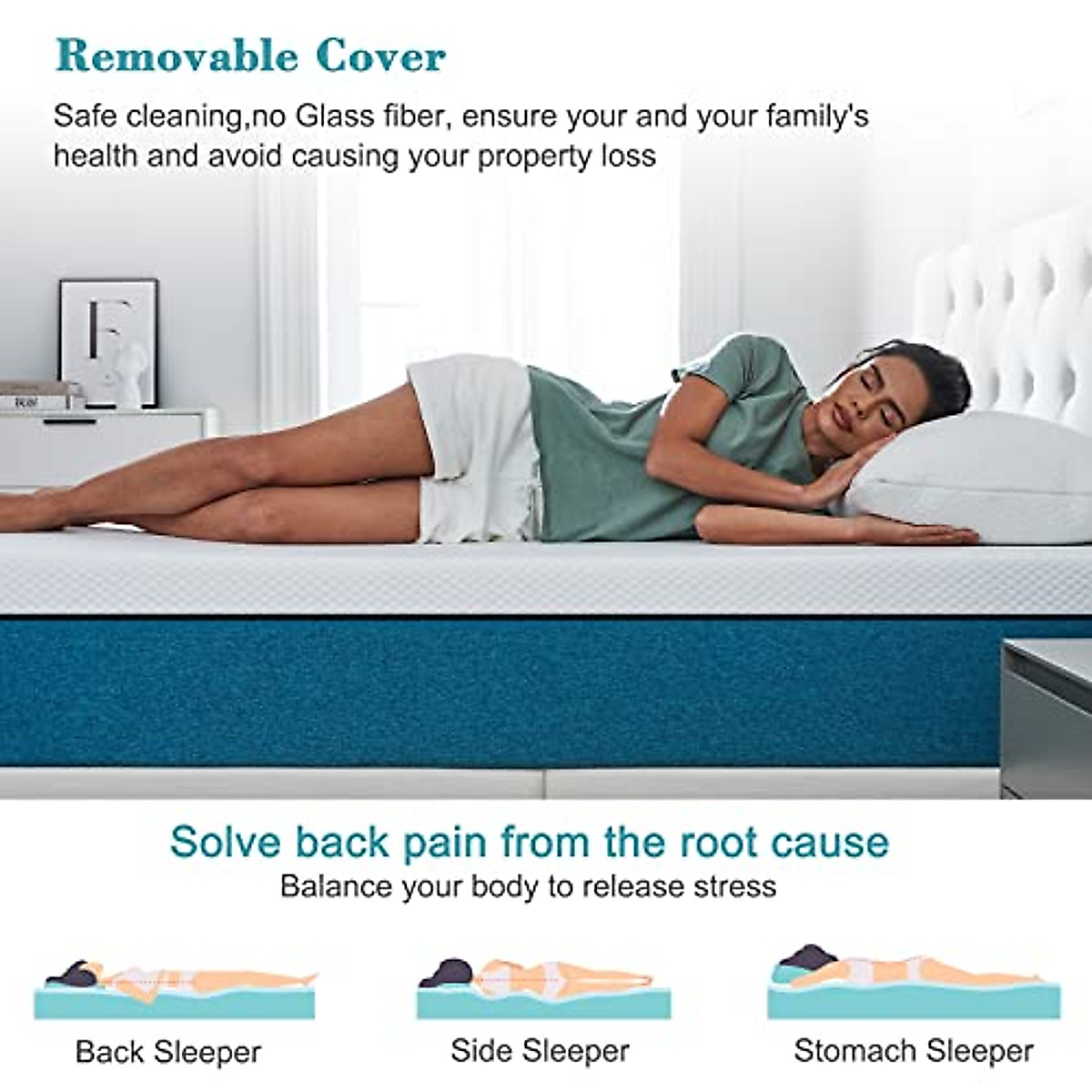 IYEE NATURE King Mattress, 14 inch Gel Memory Foam King Mattress in a Box, with CertiPUR-US Beds Mattresses Medium Firm Foam Mattress for Sleep Mattress King Size 76 * 80 * 14 inch