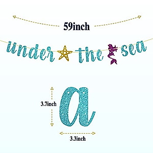 Under the Sea Banner - Mermaid Party Decorations, Kids Mermaid Themed Birthday Party Decorations, Mermaid Backdrops Photo Booth Props