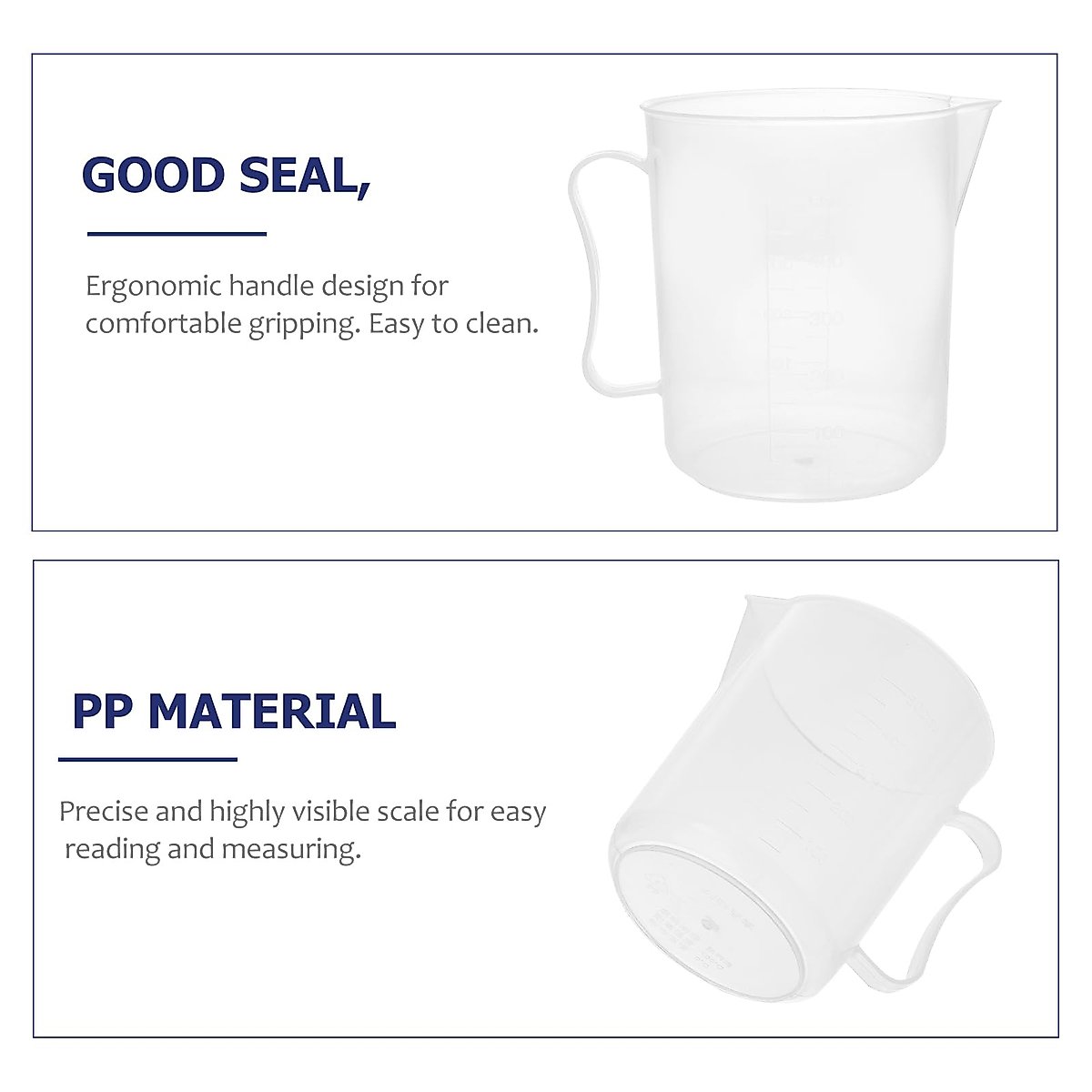 UEETEK Measuring Cup 500ml Plastic Graduated Cup : Lab Measuring Cup with Handle - Liquid Measuring Cups Measurement Beaker for Laboratory Science Experiments