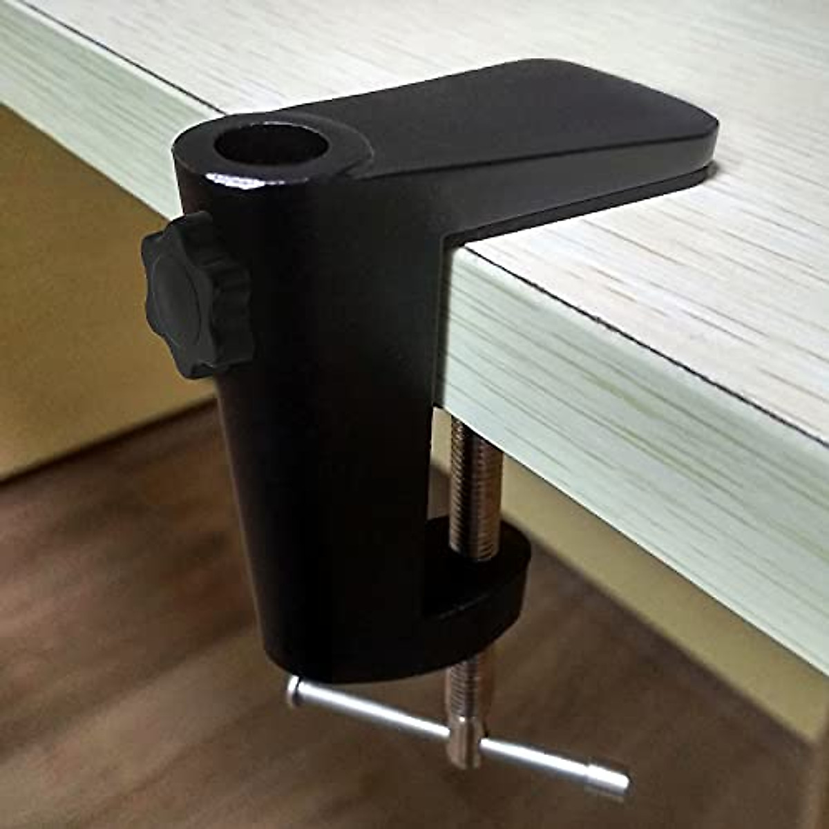 RTNLIT Universal C Shape Table Mounting Clamp for Microphone Suspension Boom Scissor Arm Stand Holder with Adjustable Positioning Screw, Fits up to 2.16"/5.5cm Desktop Thickness-Black