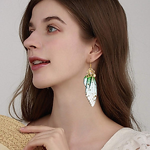 BELLA-Bee Butterfly Wing Drop Dangle Earrings Gold Plated Crystal Rhinestone for women wedding Jewelry (Green)…