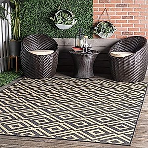 nuLOOM Jayne Geometric Diamond Indoor/Outdoor Area Rug, 5' x 8', Dark Grey