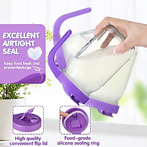 Baderke Breast Milk Pitcher for Fridge, Wide Mouth, 1 Quart (32 oz) Mason Jar with Lid, Heavy Duty Leak Proof Breastmilk Storage Container, Leak Proof, Sturdy Breast Milk Mixer Pitcher (Purple)