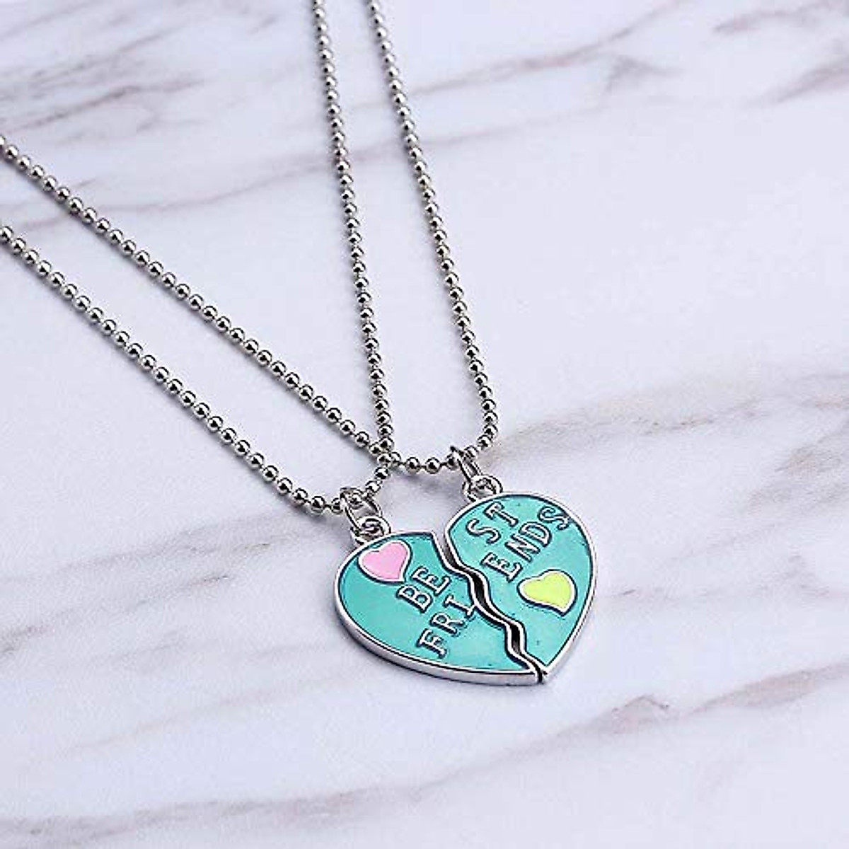 MJartoria BFF Necklace for 2-Cute Split Heart Pendant Best Friends Forever Friendship Best Friends Necklaces for Girls, Sisters
