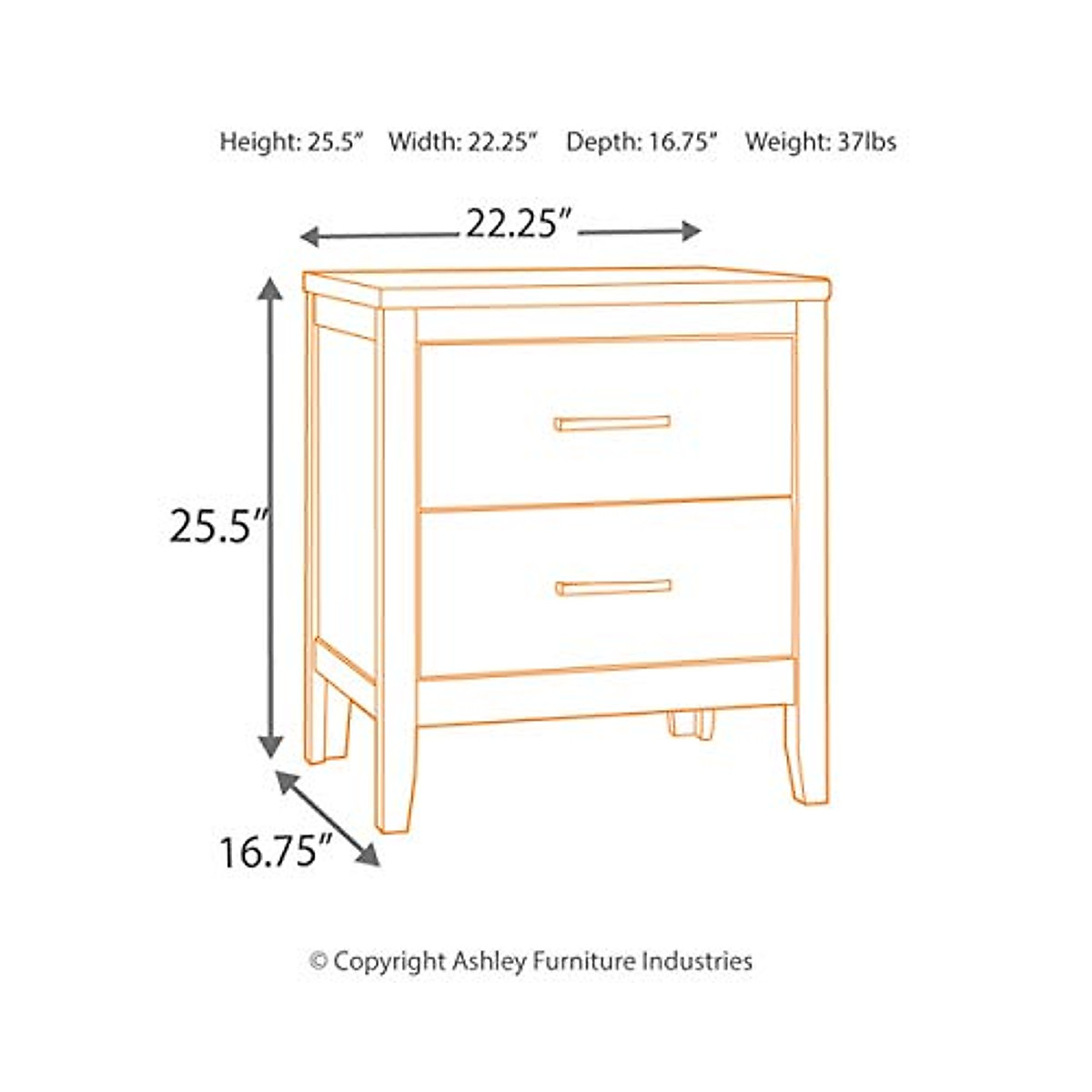 Signature Design by Ashley Olivet Glam 2 Drawer Nightstand with Faux Shagreen Drawer Fronts, Silver