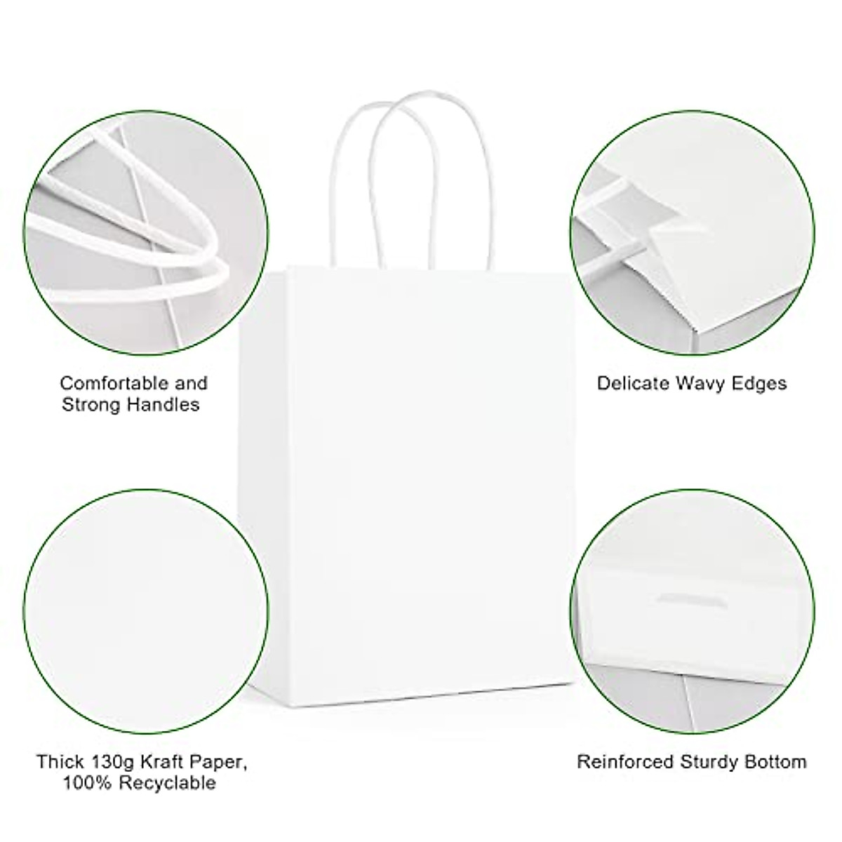 25pcs Paper Bags with Handles. Small Gift Bags Party Favor Bags Goodie Bags Shopping Bags. White Gift Bags with Handles Bulk for Birthday Wedding Retail Business Festivals Arts DIY Crafts 5.9x3.1x8.3 Inches